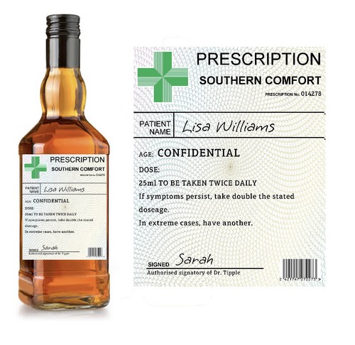 Personalised Southern Comfort Prescription Bottle Label - Pre-cut ...