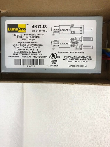LUMAPRO 4KGJ8 Electronic CFL Ballast-120-277V,0.33/0.15A, 50/60 HZ | eBay