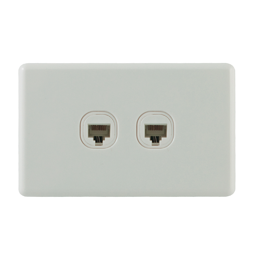 Double CAT5E Data Wall Socket Outlet RJ45 White for Ethernet Network ...