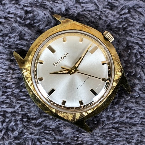 Vintage 1968 Bulova Men Clipper Gold EP Textured Bezel Automatic Watch ...