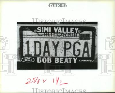 1990 Press Photo Personalized License Plate of K. Patrick Boyd, 1DAYPGA ...