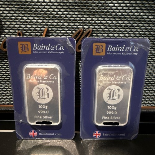 Baird & Co Silver Bullion Bar 100g 999.9 Fine, Sealed with COA | eBay UK