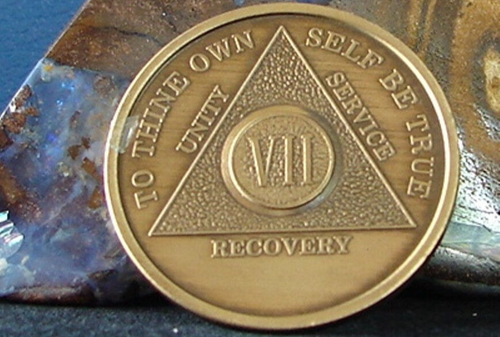 Alcoholics Anonymous AA 7 Year Bronze Medallion Coin Chip Token ...