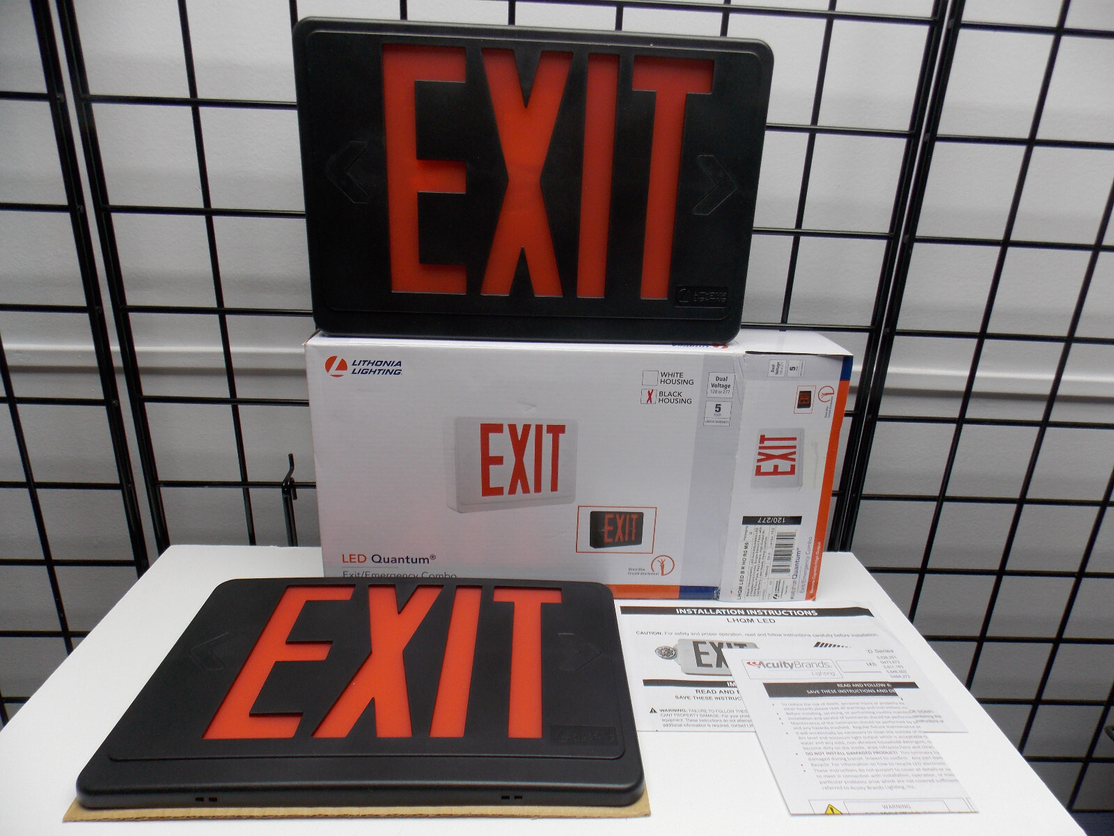 LITHONIA LHQM LED B R HO R0 M6 Exit SIGN/FIXTURE - Black | eBay