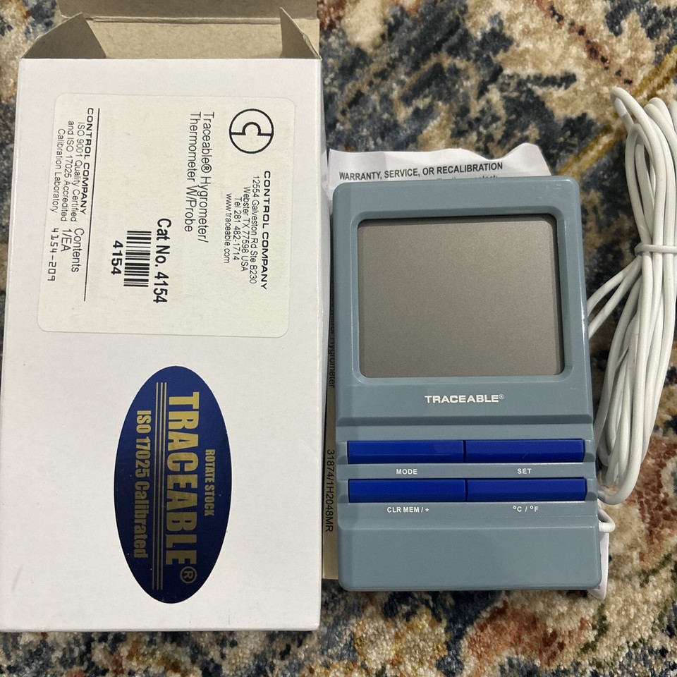 Control Company Traceable Hygrometer Thermometer W/Probe 4154 | eBay