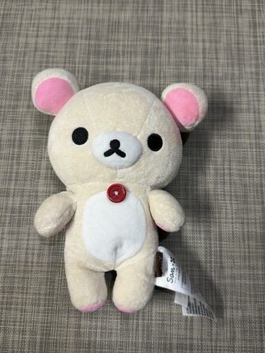 Rilakkuma Korilakkuma Bear 8” Plush Cream Red Button Small Stuffed ...