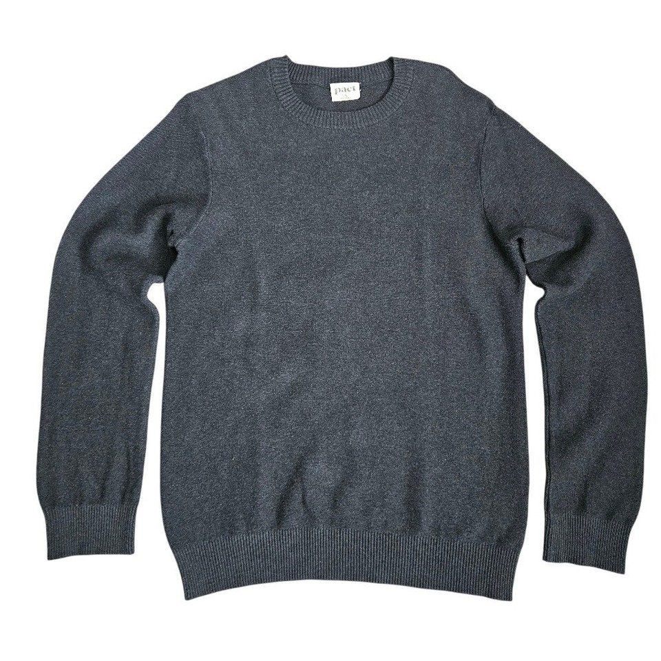 Pact Classic Fine Knit Charcoal Gray Crew Neck Sweater Sz Medium ...