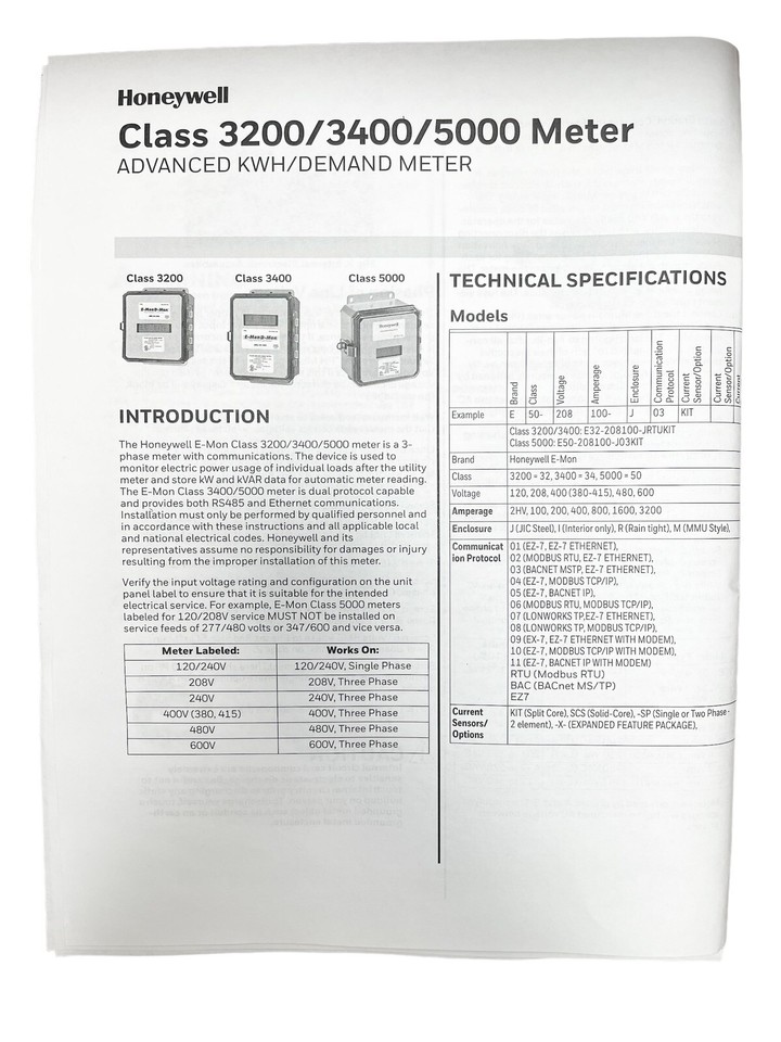 E-MON Submeter HONEYWELL CLASS 3200 KWH SMART METER | eBay
