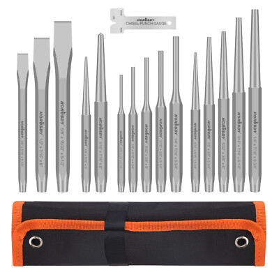 HORUSDY 16PC Punch & Chisel Set Taper Punch Cold Chisels Pin Punch ...