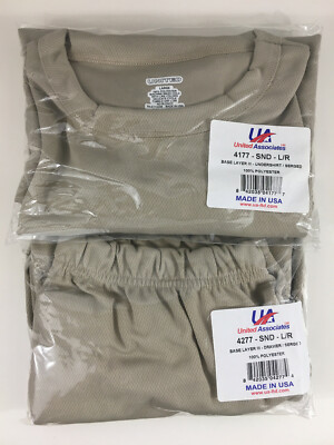 United Join Forces Mid Wt Base Layer L/S Crew & Pant Serged M's Lg Sand ...