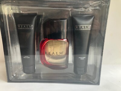 REALM 3 Pcs (3.3oz EDT Spray + 3.3oz A/S/Balm + Hair & Body Wash), Set ...