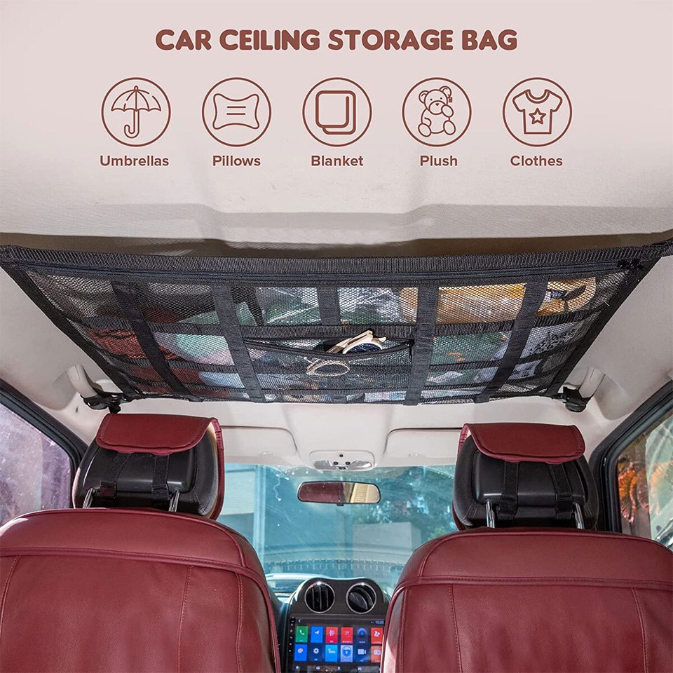 Car Ceiling Cargo Net Strong Load-Bearing Car Roof Storage Organizer ...
