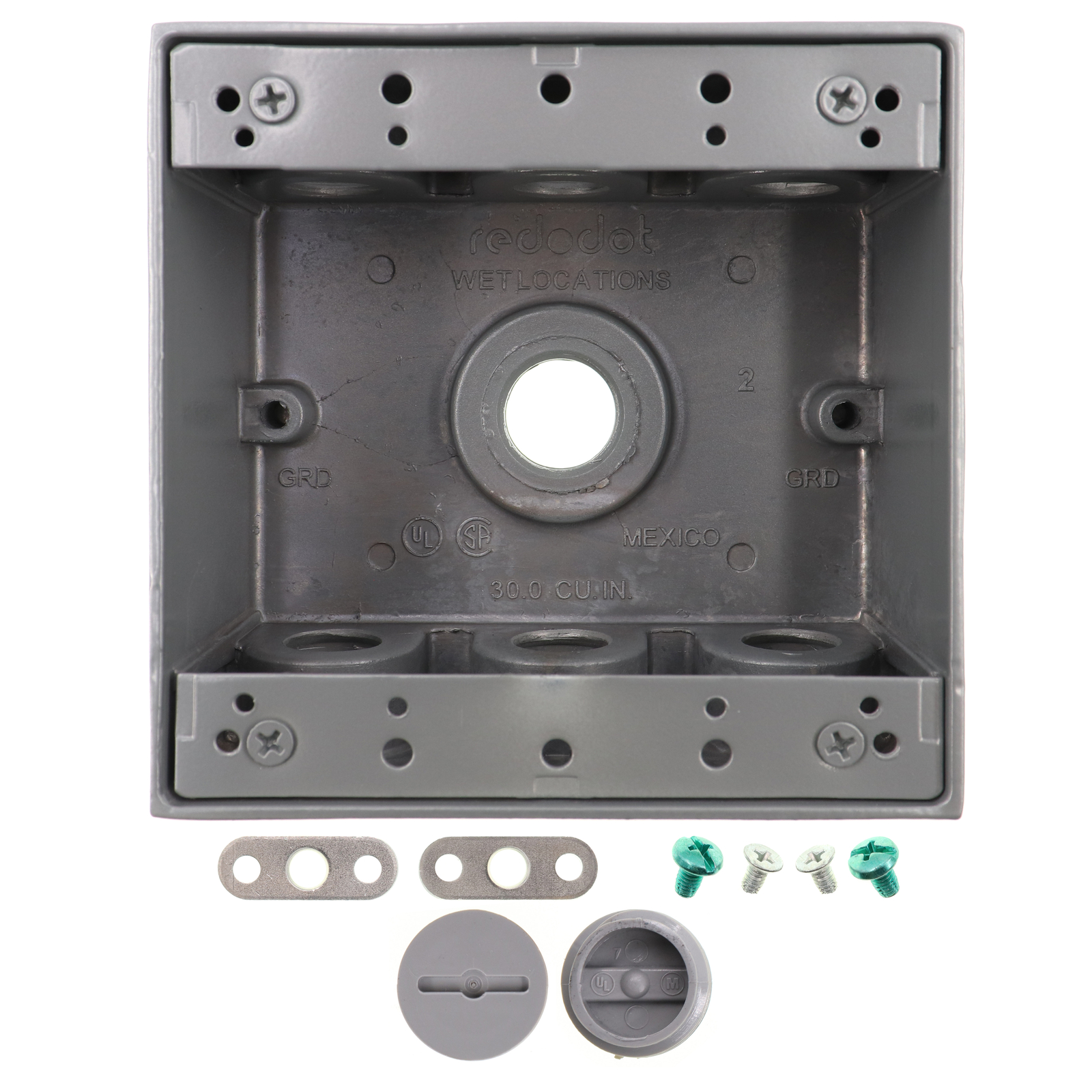 Thomas Betts Red Dot S408E Outlet Bo/2” Seven Hole 2 Gang Weatherproof ...