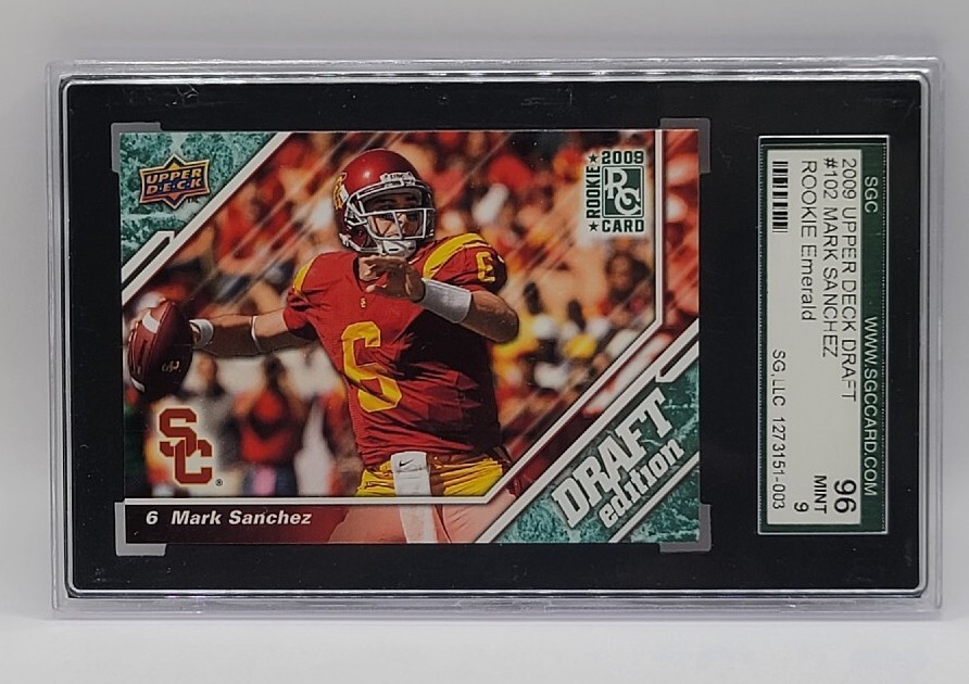 Mark Sanchez 2009 Upper Deck NFL Draft Edition Emerald #102 SGC 9 Mint ...