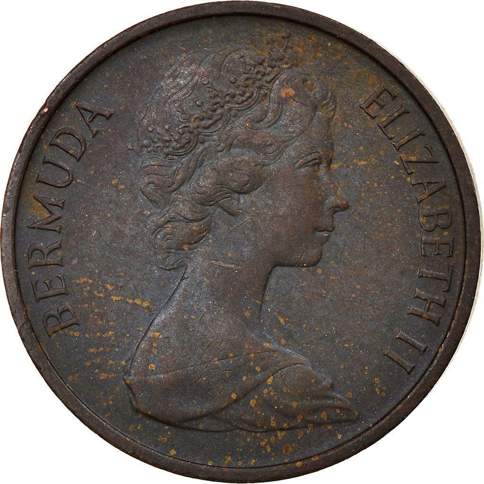 Bermudian 1 Cent Coin | Queen Elizabeth II | Wild Boar | Bermuda | 1970 ...