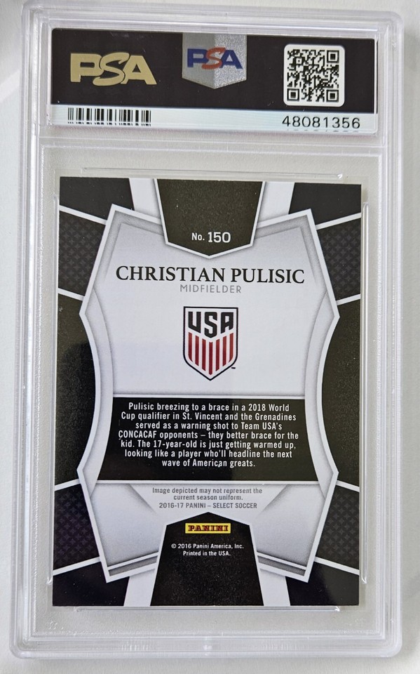 2016-17 Panini Select Christian Pulisic Rookie Card #150 PSA 10 USMNT ...