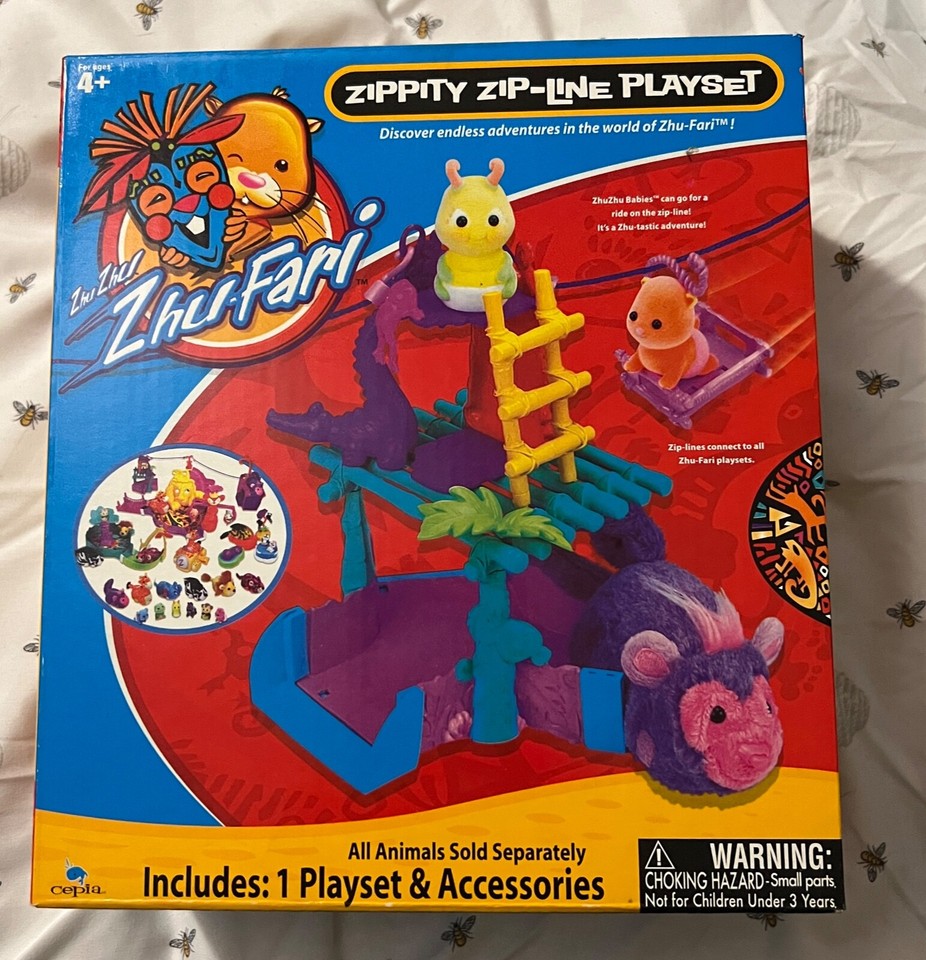 Zhu Zhu Pets ~ Zhu Fari Zippity Zip-Line Playset & Accessories ...