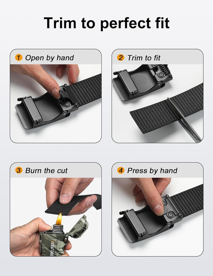 JUKMO Men's 1.5" Nylon Ratchet Belt, Casual Web Click Belt with Slide ...