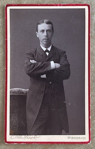 Antique Victorian CDV Photo Card Portrait Handsome Young Man Standing ...
