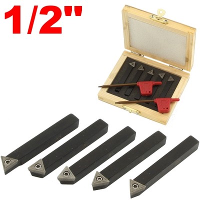 5 pc 1/2" Lathe Indexable Carbide Insert + Turning Tooling Bit Holder ...