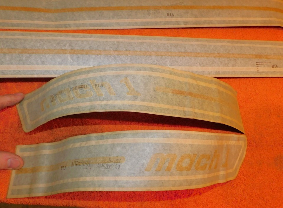 1969 Mustang Mach 1 Fastback NOS BLACK / GOLD MACH 1 COLOR STRIPE KIT ...