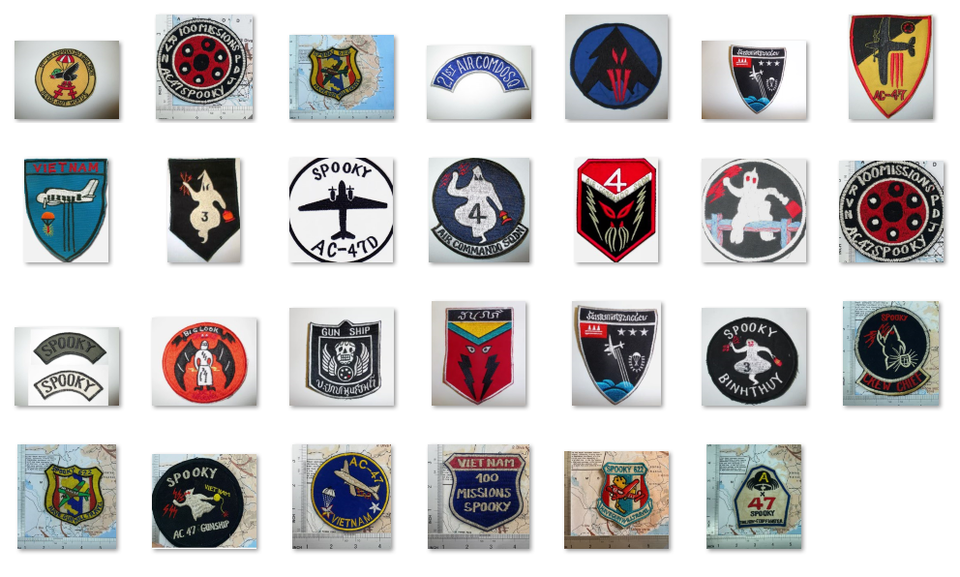 25 Patch plus 2 , 100 mission , ac47 spooky , gunship , vietnamw patch ...