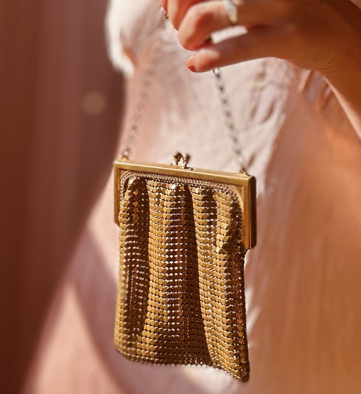 1920s Gold Chainmail Flapper Handbag - Gem