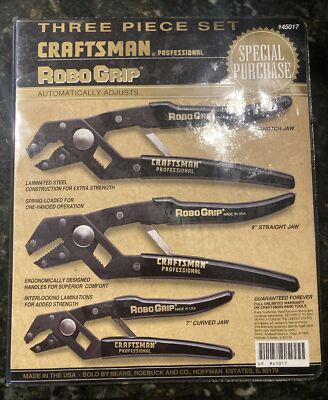 3Pc Craftsman USA 45017 Professional Set Robo Grip Pliers 45008 45009 ...