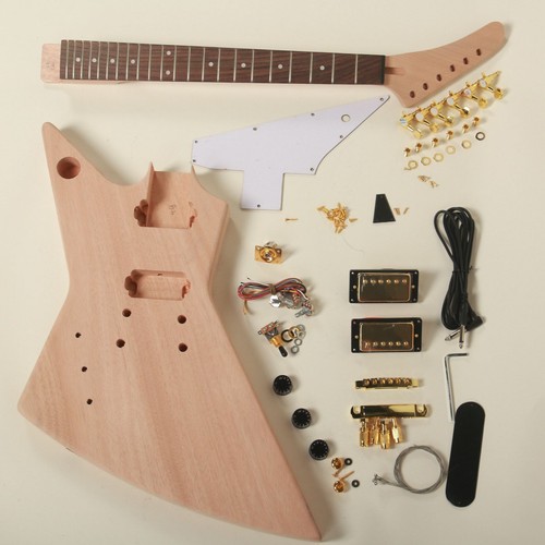 Unfinished DIY Explorer Electric Guitar Kits Left Handed Gold Hardware ...