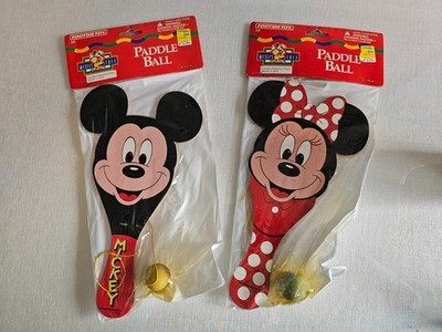 Vtg Mickey Mouse & Minnie 1997 Disney Tootsie Toy Paddle and Ball New ...