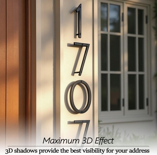 Floating House Numbers, 6 inch Aluminum Black House Numbers for Outside ...