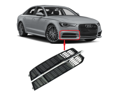 FOR AUDI A6 C7 S-LINE 14-18 FRONT BUMPER LOWER SIDE GRILLE BLACK CHROME ...