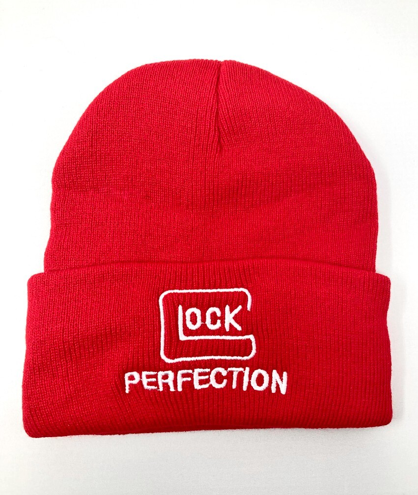GLOCK Firearms Red Knit W/White Embroidery Beanie Hat, Skull Cap. | eBay