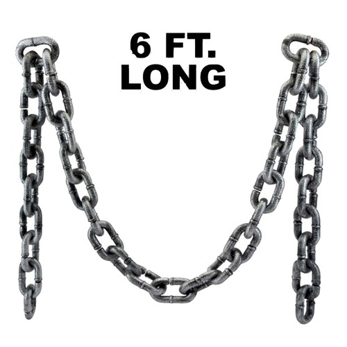 72-in Realistic Silver Fake JUMBO CHAIN Halloween Haunted House Prop ...