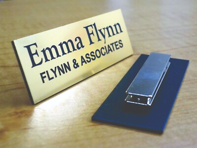 Custom Engraved 1x3 Brushed Gold Name Tag | Badge & Magnet | Employee ...