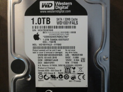 WD WD1001FALS-41Y6A0 Dcm : Hbrnhtjaab Apple #655-1567B 1.0TB 3.5 " SATA ...