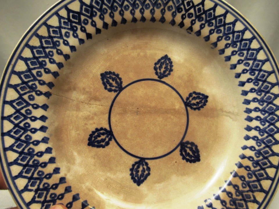 Scottish Antique Spongeware Spatterware Plate Porcelain Bowl Blue ...