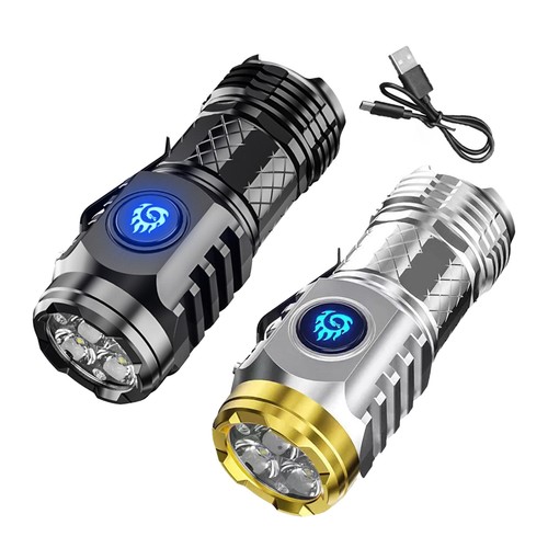 High Lumens Mini Flashlight 5 Modes Rechargeable Led Camping Pocket ...