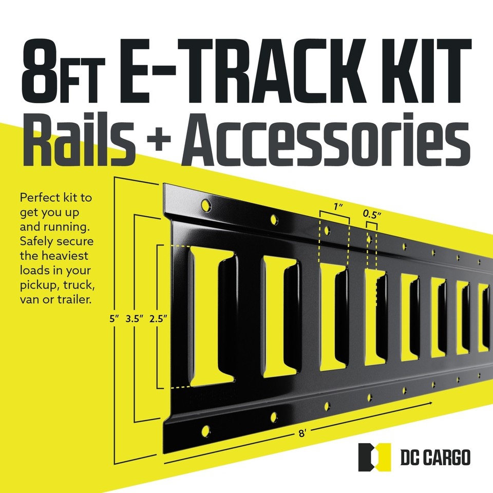 DC Cargo E Track Rails Tie-Down Kit 8' Etrack Rail, E-track Rings ...