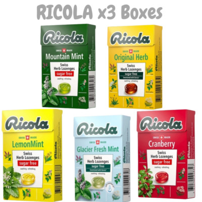 3 Boxes Ricola Fresh Swiss Herb Candy Original Sugar Free choose flavor ...