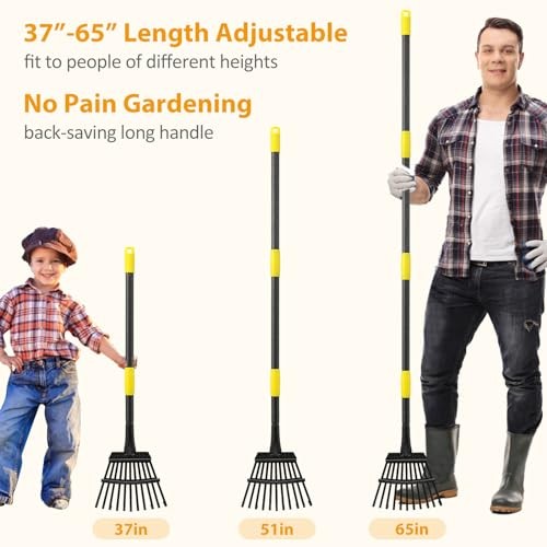 Rake, Garden Leaf Rakes for Lawns Heavy Duty, Yard Metal Rake Tools ...