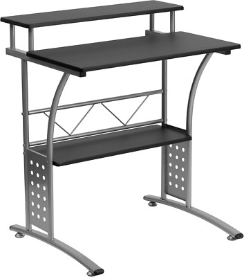 Clifton Modern Office Computer Desk with Top and Bottom Storage Shelves ...