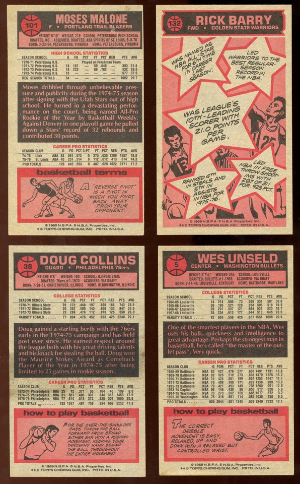 1976-77 Topps Basketball Near Full Card Set 92/144 EX+ Julius Erving ...