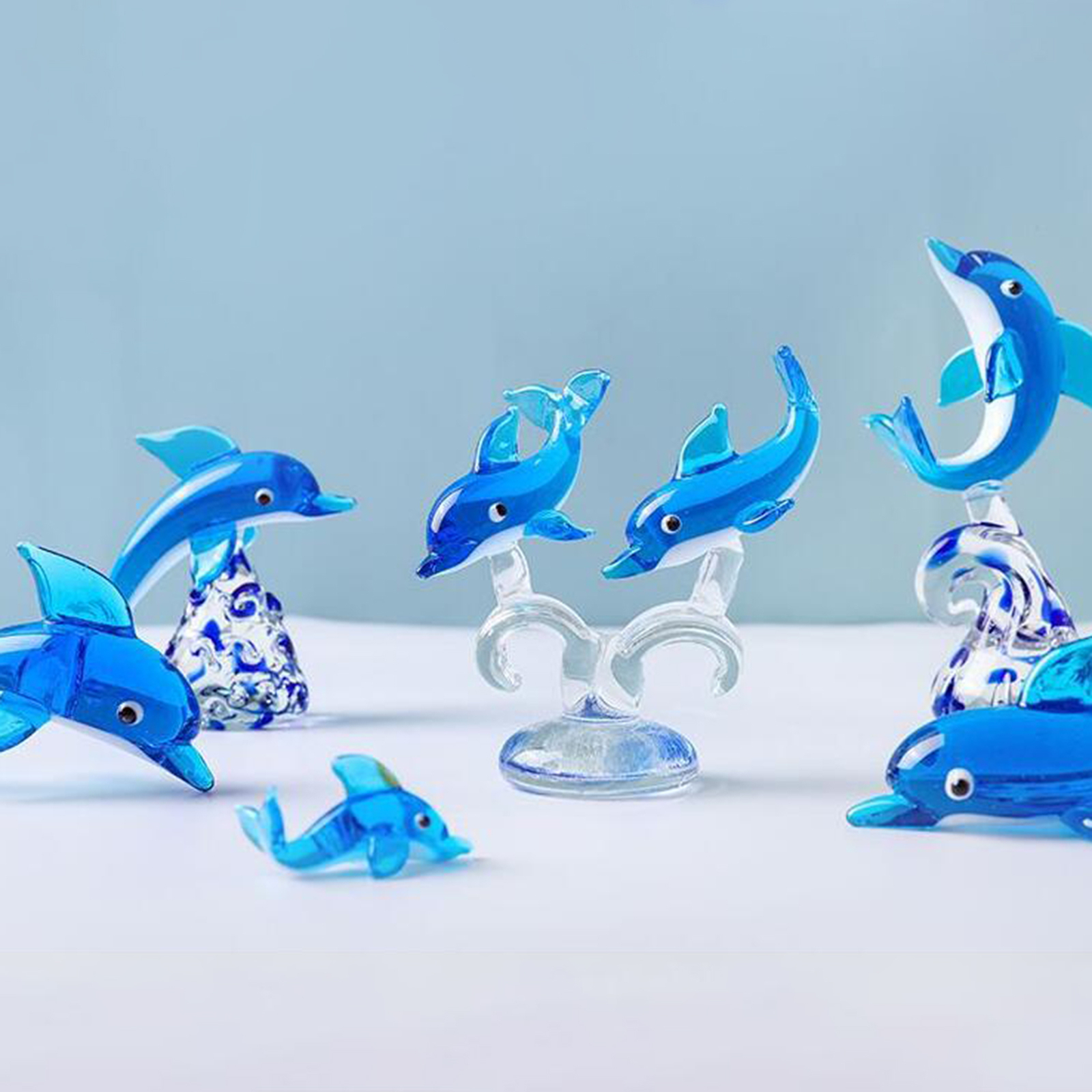 Animal Miniature Compact Delicate Lovely Dolphin Desktop Glass Figurine ...