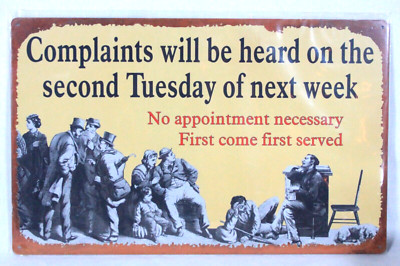 VINTAGE OHIO WHOLESALE METAL "COMPLAINTS DEPARTMENT" SIGN 16"X10" ITEM ...