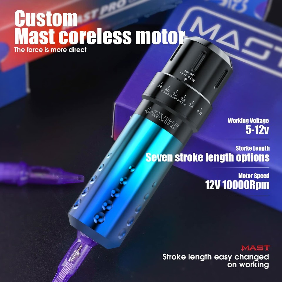 Mast Flip 2.6-4.0mm Six Stroke Rotary Tattoo Pen Machine Halo Power ...