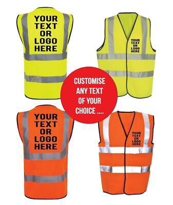 CUSTOM HI VIS VEST PERSONALISED PRINTED HI VIZ HIGH VIS SAFETY VEST ...