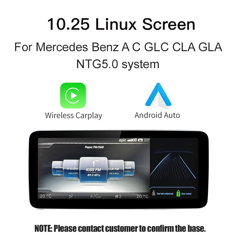 Wireless Carplay/Android Auto 12.3'' Touch screen for Mercedes Benz GLA ...