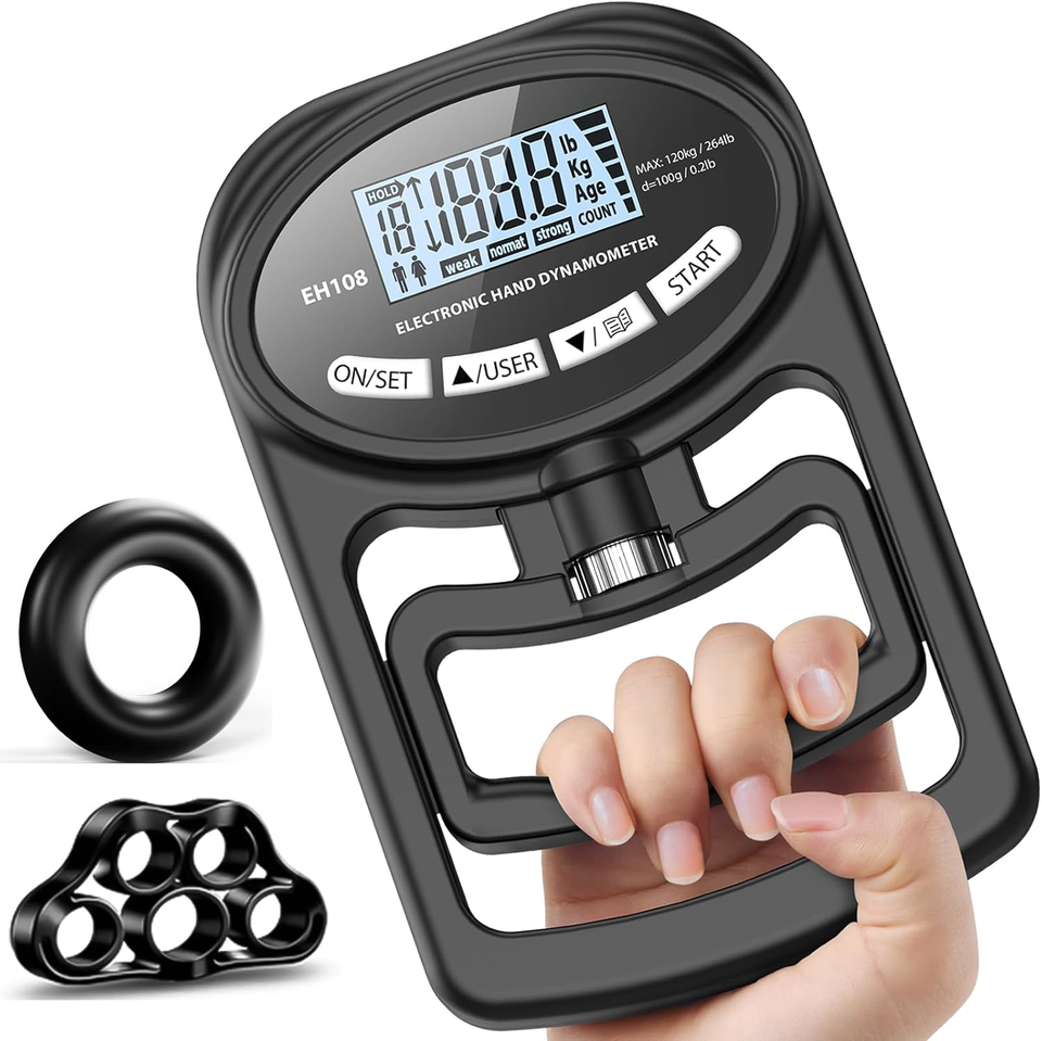 Hand Grip Strength Tester Trainer - Electronic Hand Dynamometer Forearm ...