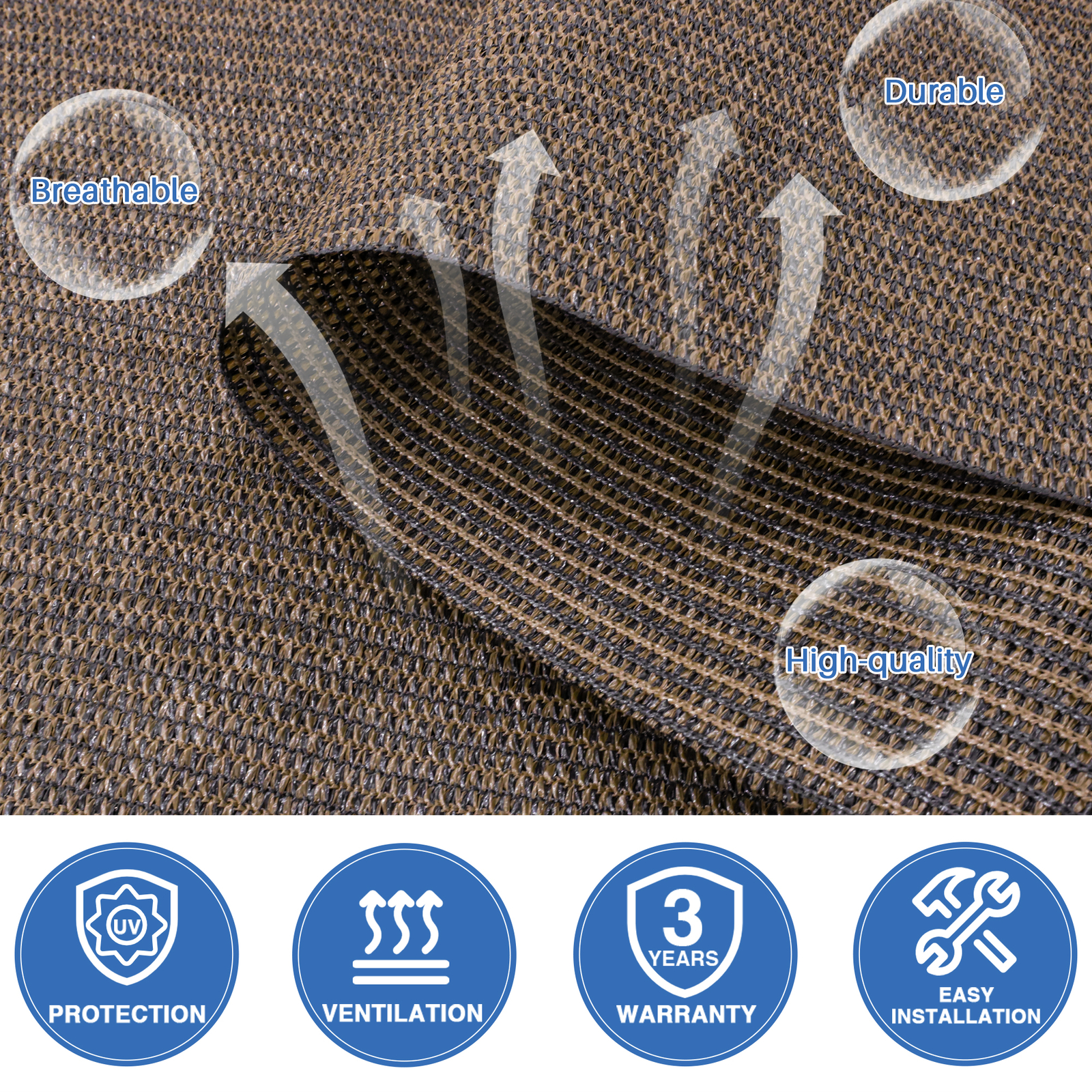 Outdoor Sun Shade Sail Brown Rectangle UV Canopy Sunshade Cover Garden ...